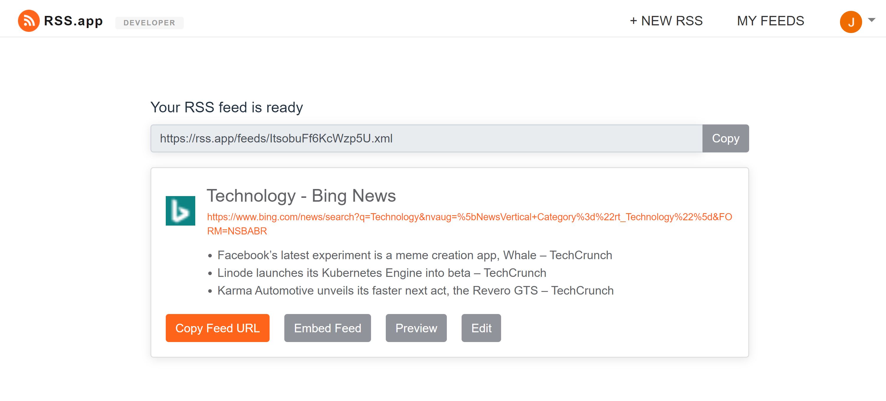 How to Create Bing News RSS feeds